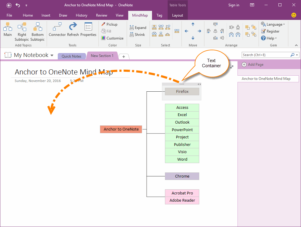 Drag And Drop Topics To Create Radial Map In OneNote Office OneNote Gem Add Ins