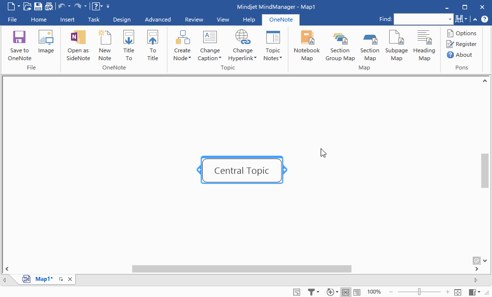 Create Topic Note In MindManager With OneNote Page Office OneNote Gem Add Ins
