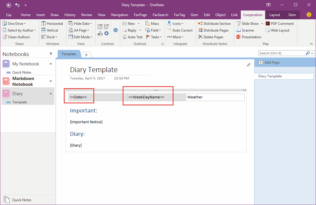 How To Create And Using Date Fields In An OneNote Template Office