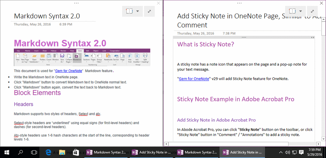 Tile 2 OneNote Pages Side By Side Makes Easy To Comparing Office OneNote Gem Add Ins