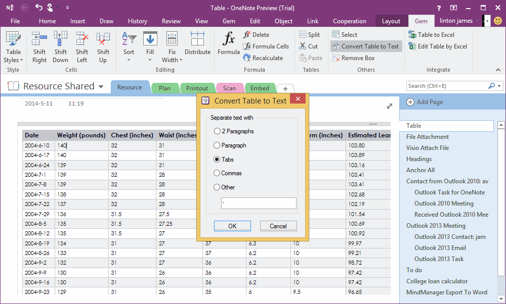 Convert OneNote Table To Text Office OneNote Gem Add Ins