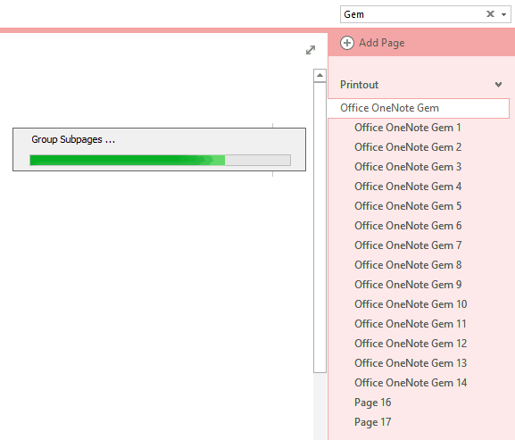 OneNote Group And Change Subpages printouts Title Office OneNote Gem Add Ins