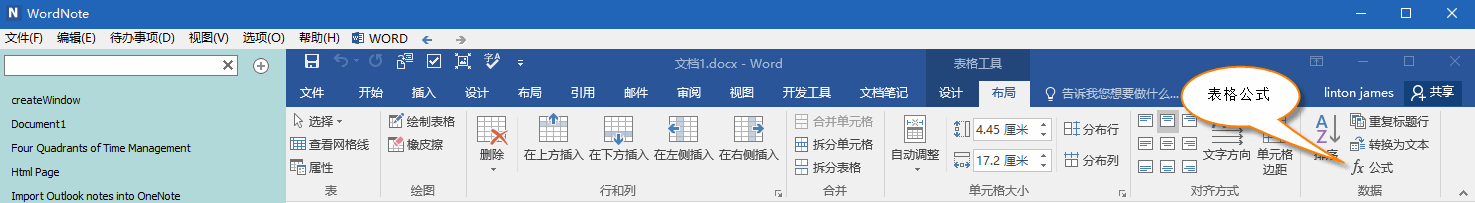 Table Formula For WordNote Office OneNote Gem Add Ins
