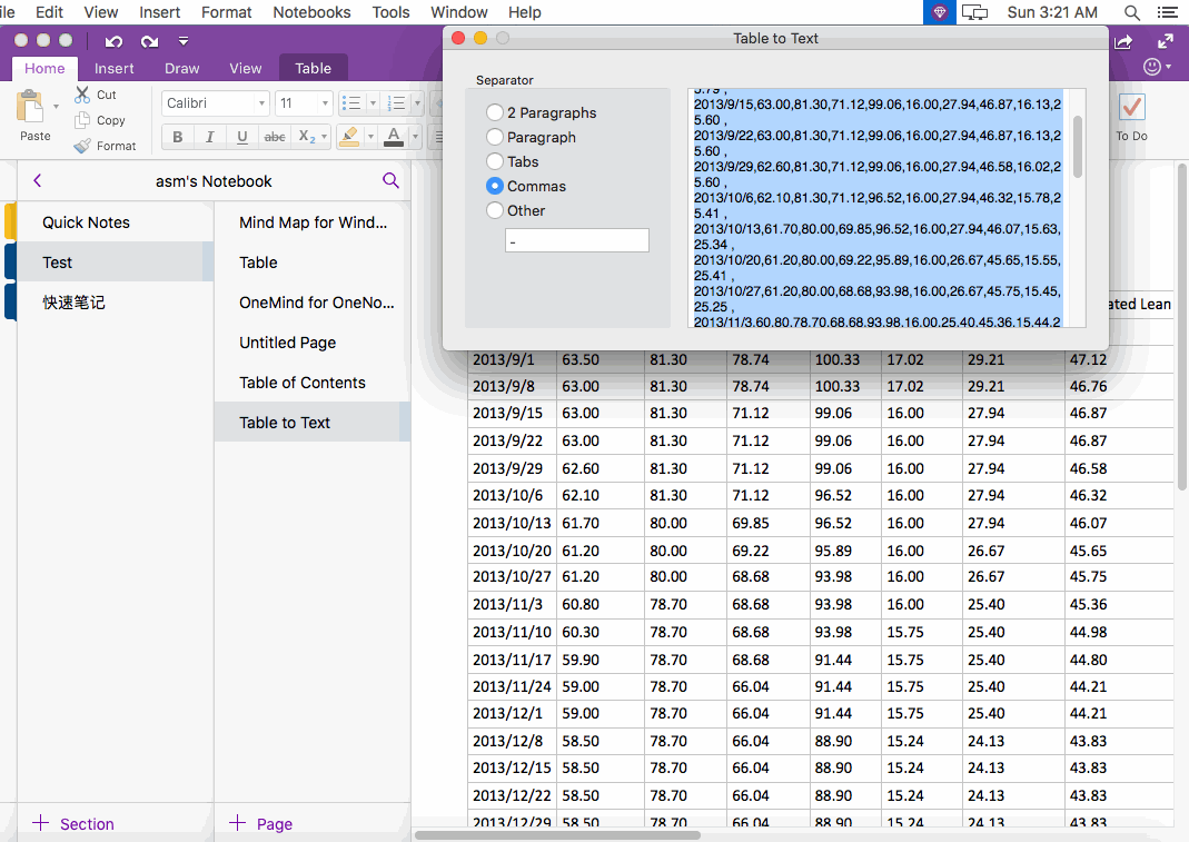 Mac How To Convert A Table To Text In Mac Onenote Office Onenote Gem 
