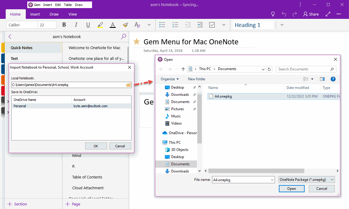 How To Import Onepkg File Into OneNote For Windows 10 Office OneNote 