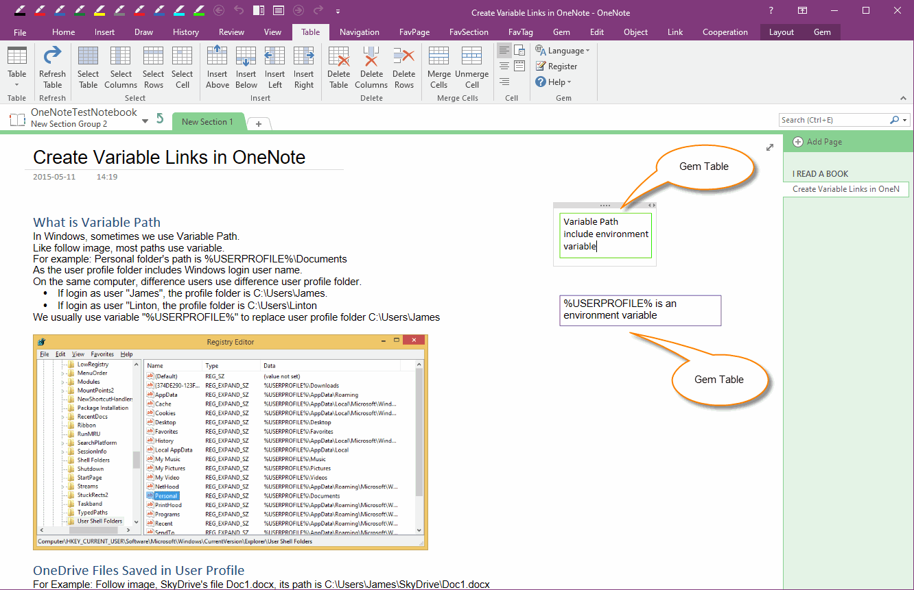 Scenario 1 Change The Color Of The Gem Table Border In OneNote