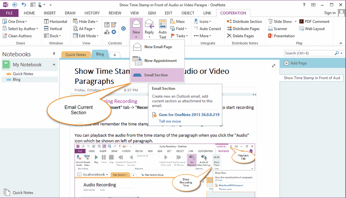 Quickly Email Section one File Of OneNote Through Outlook Office 