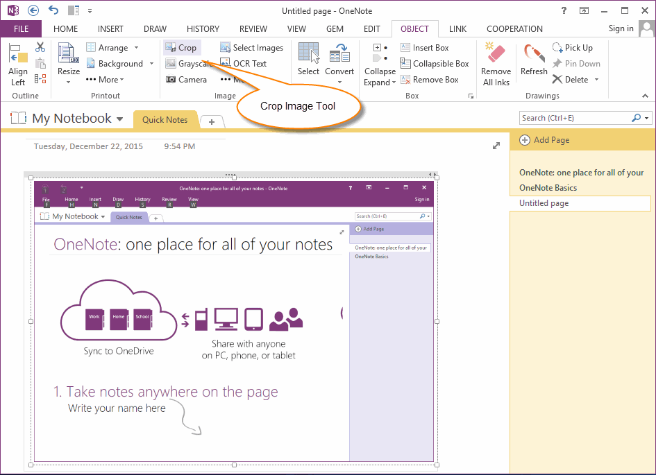 Using Gem Image Tool To Draw Arrow On OneNote Image Office OneNote 