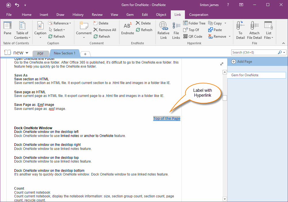 Insert Place Hyperlink Top Of The Page In OneNote Office OneNote 