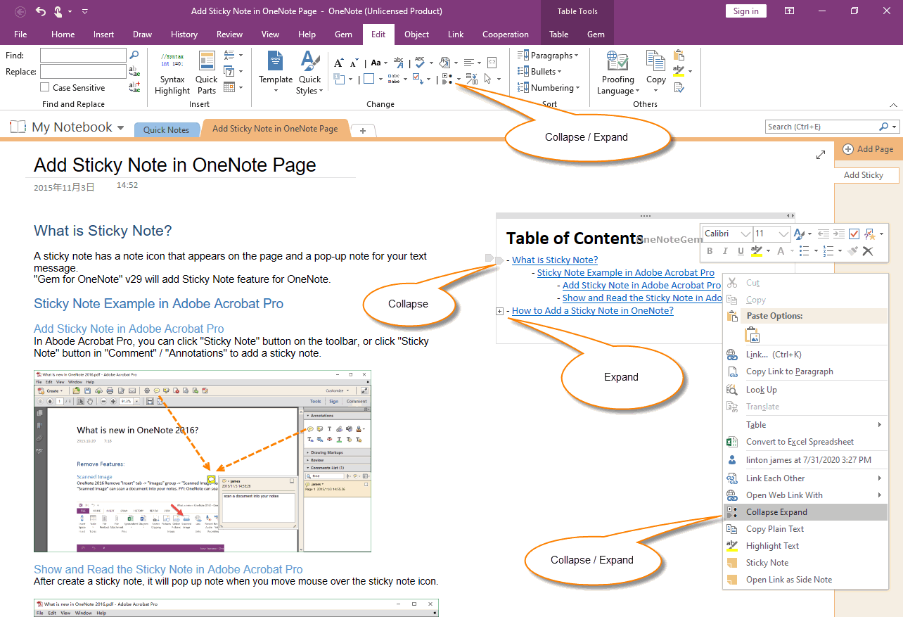 EXE How To Create A Collapsible Table Of Contents In OneNote Office 