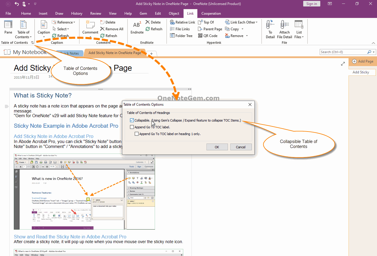 EXE How To Create A Collapsible Table Of Contents In OneNote Office 