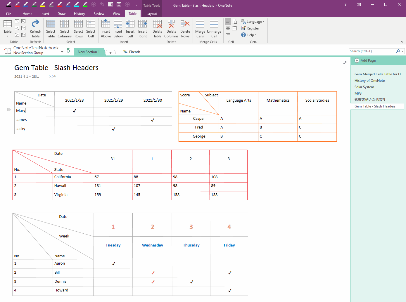 Gem Table For OneNote Office OneNote Gem Add Ins